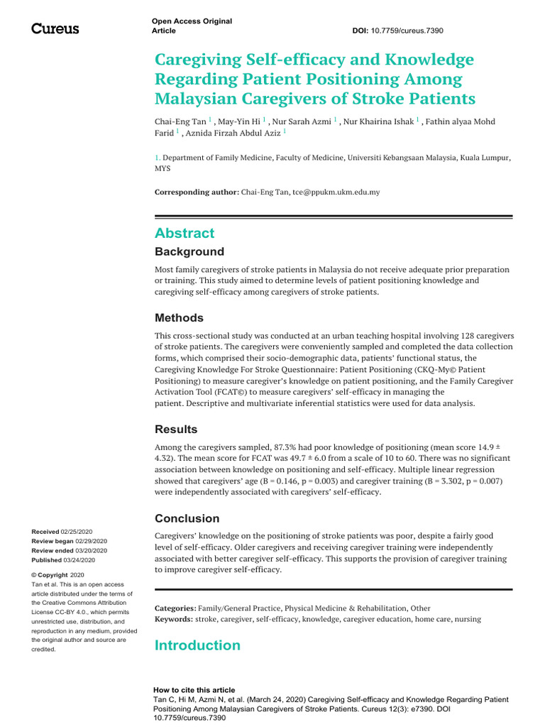Caregiving_Self-efficacy_and_K | PDF | Caregiver | Regression Analysis