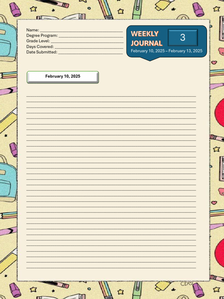 Weekly Journal Template for Students | PDF