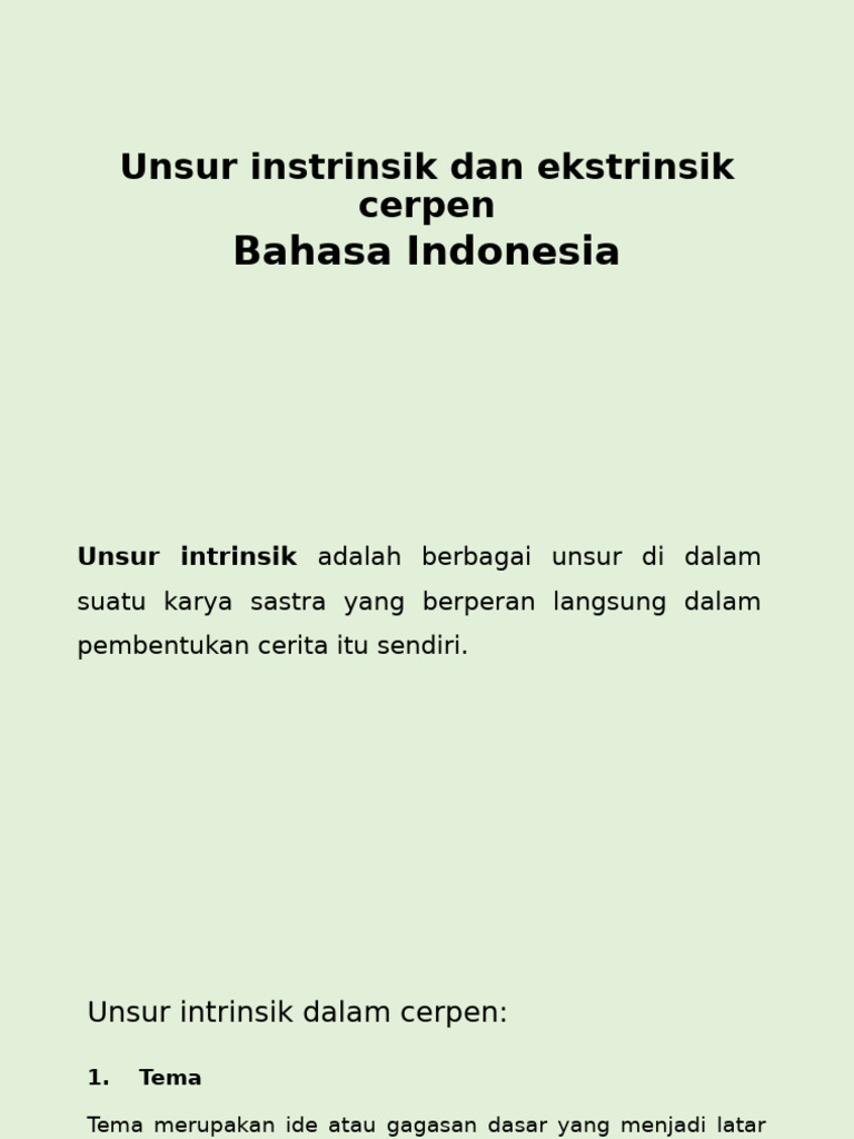 Unsur Instrinsik Dan Ekstrinsik Cerpen | PDF