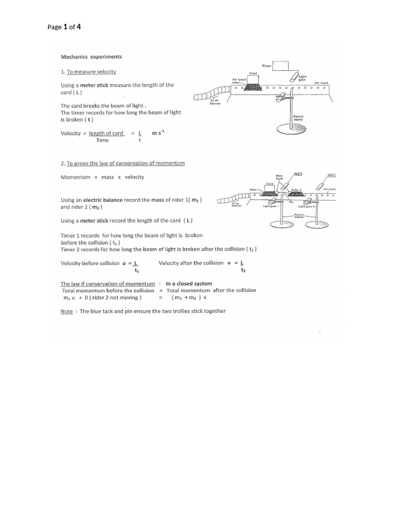 Mechanics Experiments Overview | PDF