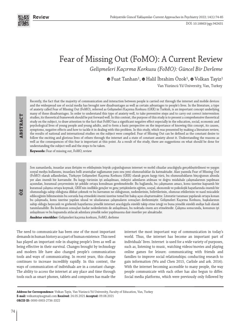 Understanding Fear of Missing Out (FoMO) | PDF | Anxiety | Feeling