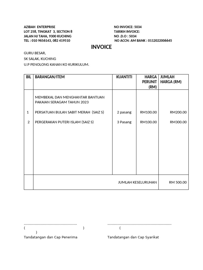 Invois Uniform 2023 | PDF
