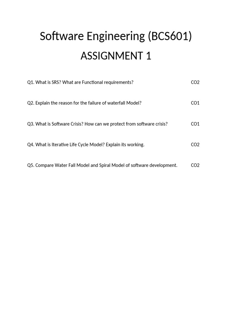 Software Engineering Assignment 1 | PDF