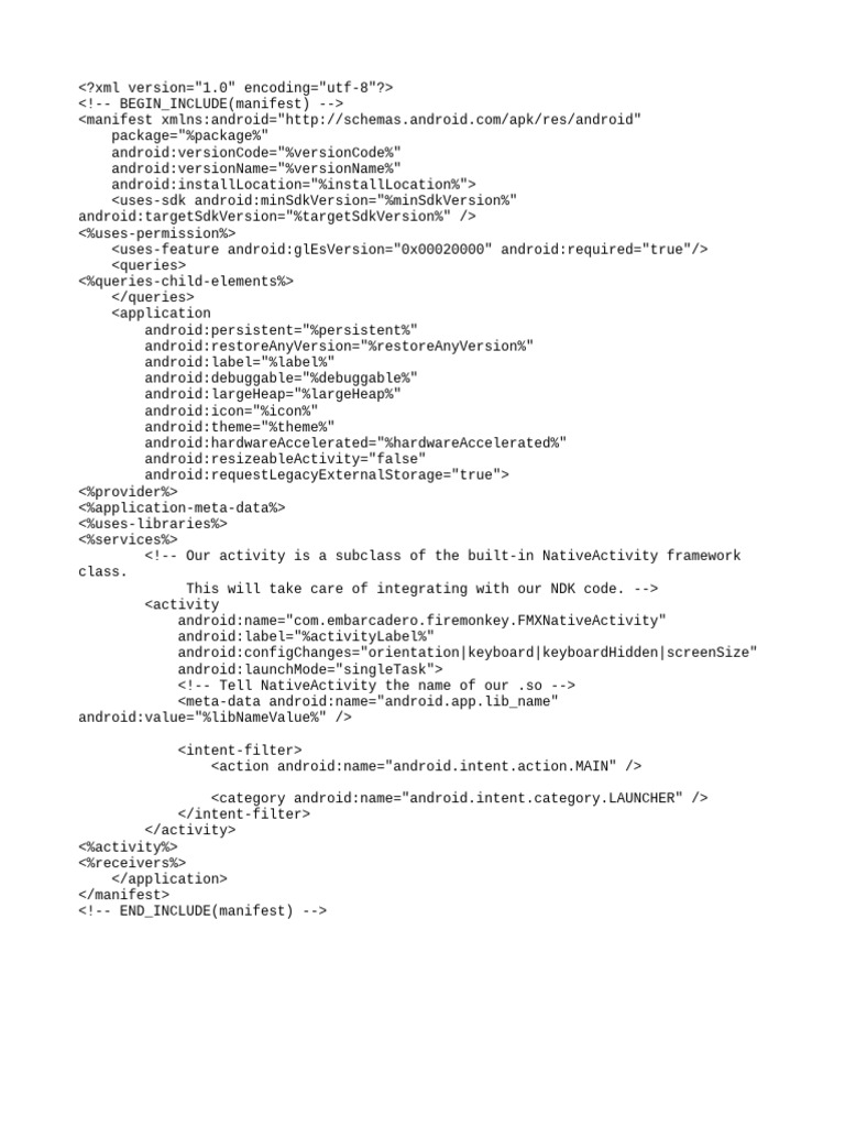 AndroidManifest Template | PDF