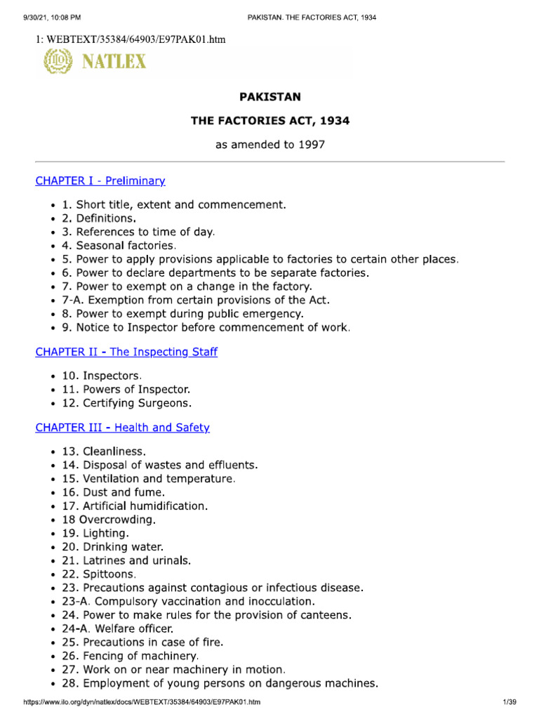 Factories Act | PDF