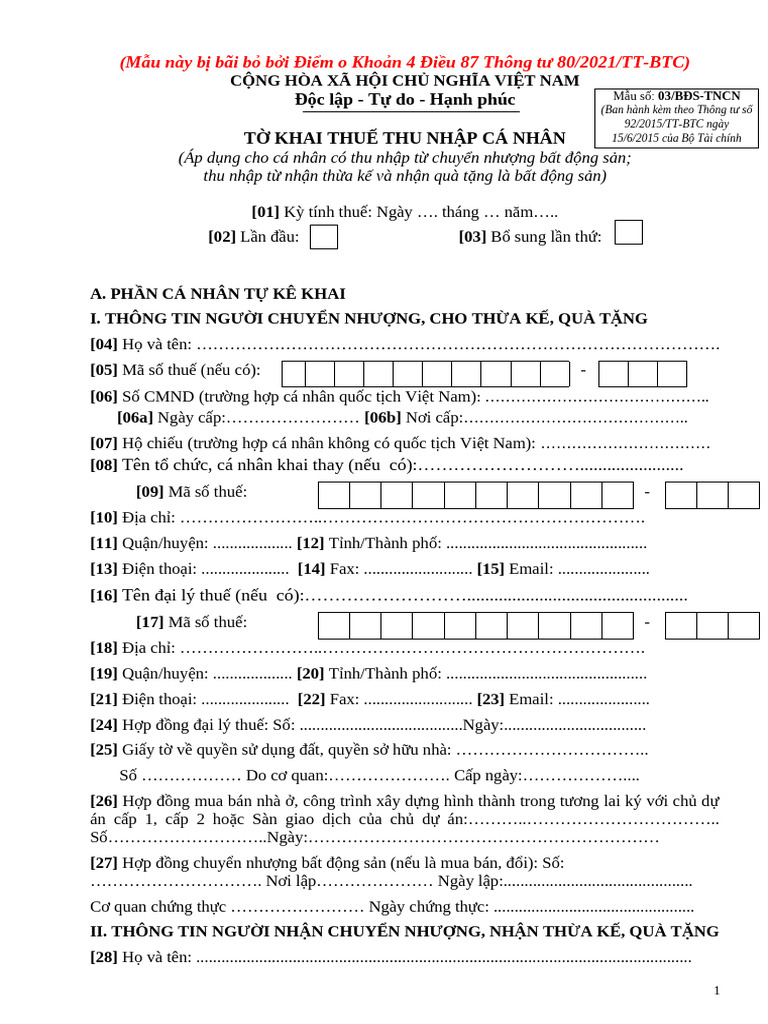 Mẫu 03 - BĐS-TNCN | PDF