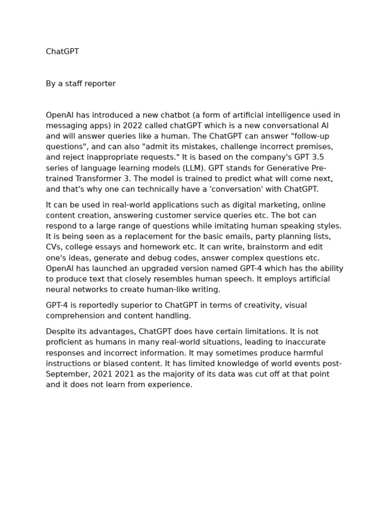 ChatGpt Report | PDF