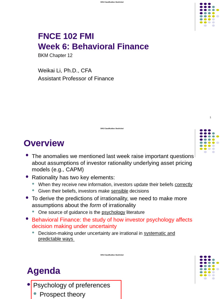 Week6 - Behavioral Finance | PDF | Behavioral Economics | Psychological ...