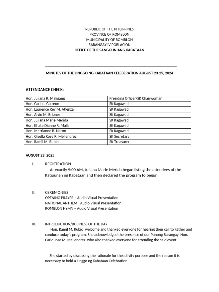 KK Assembly Minutes | PDF | Youth | Youth Organizations