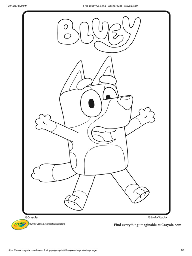 Free Bluey Coloring Page For Kids | PDF