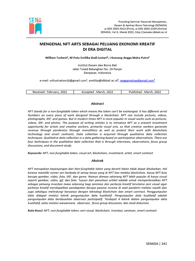 Cecelika,+039 656 Mengenal+Nft+Art+Sebagai+Peluang+Ekonomi+Kreatif+Di+Era+Digital+ (342 357) | PDF