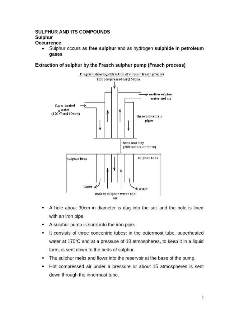 Overview of Sulphur and Its Compounds | PDF | Sulfuric Acid | Sulfur