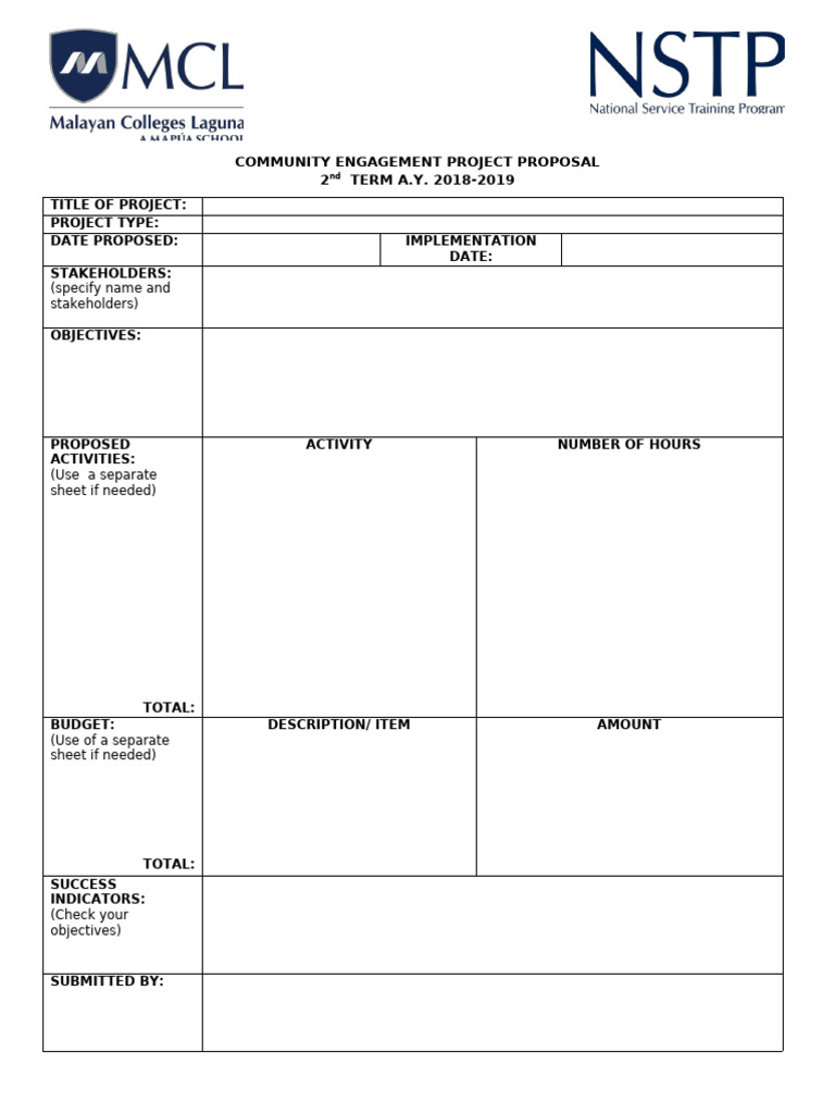 Community Engagement Project Proposal | PDF
