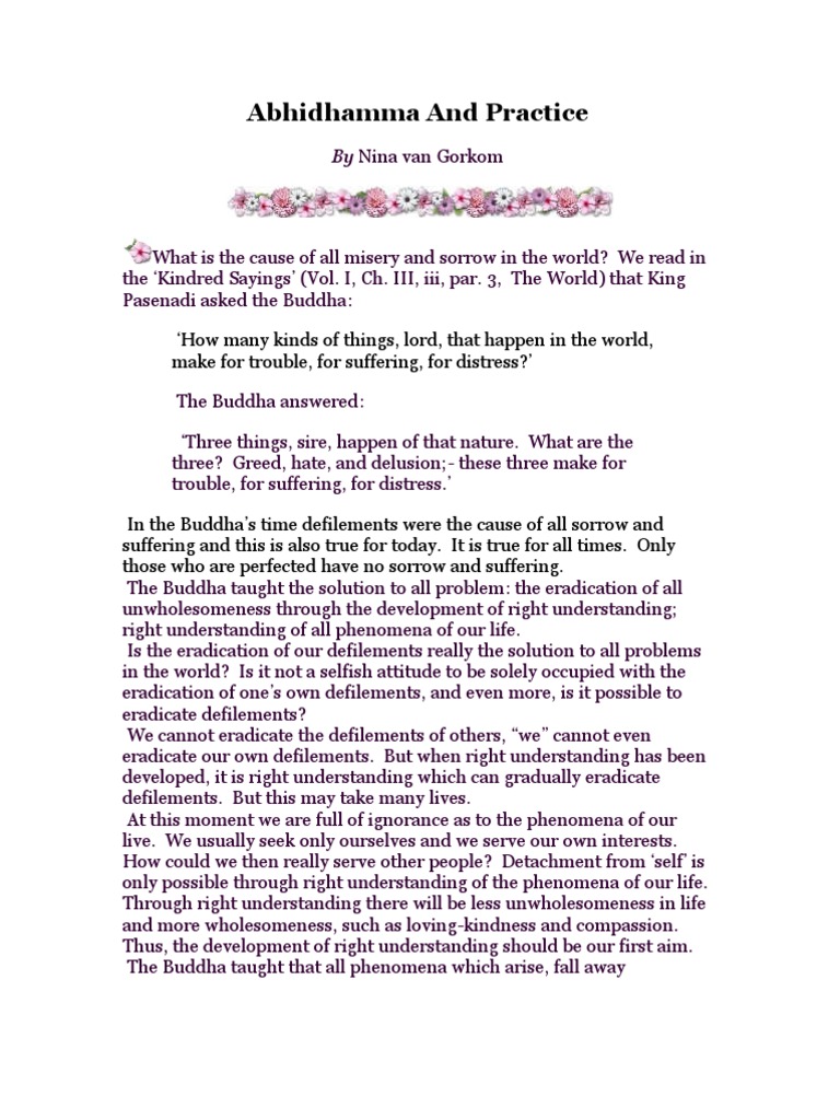 Understanding Abhidhamma's Teachings | PDF | Sati (Buddhism ...