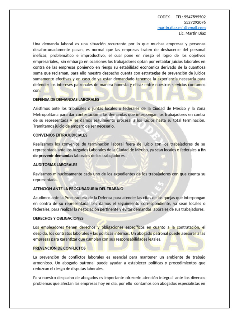 Carta Presentacion CODEX | PDF | Abogado