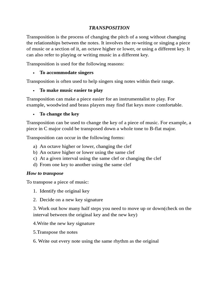 Transposition | PDF