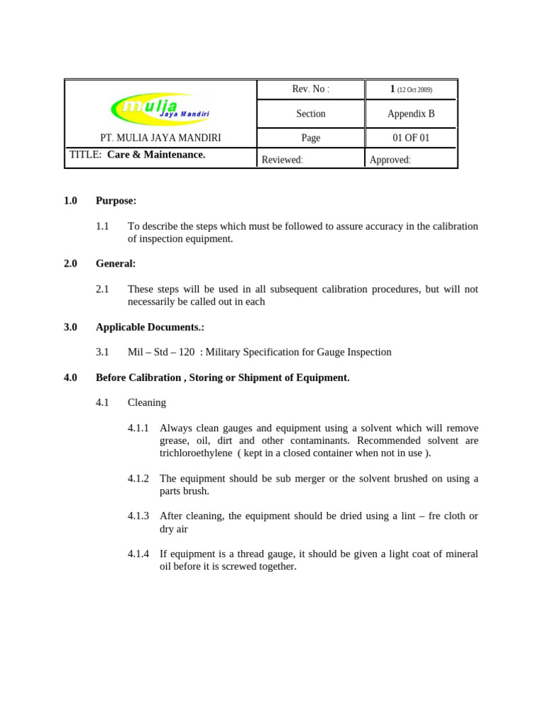 Appendix B Care & Maintenance Rev1 | PDF
