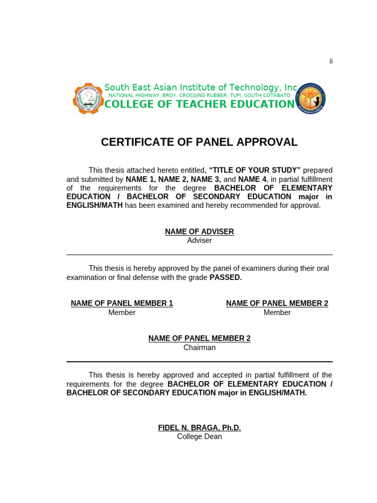 Certificate of Panel Approval | PDF