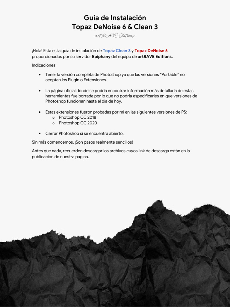Guia de Instalacion Topaz Clean 3 y Topaz DeNoise 6 Por ArtRAVE ...