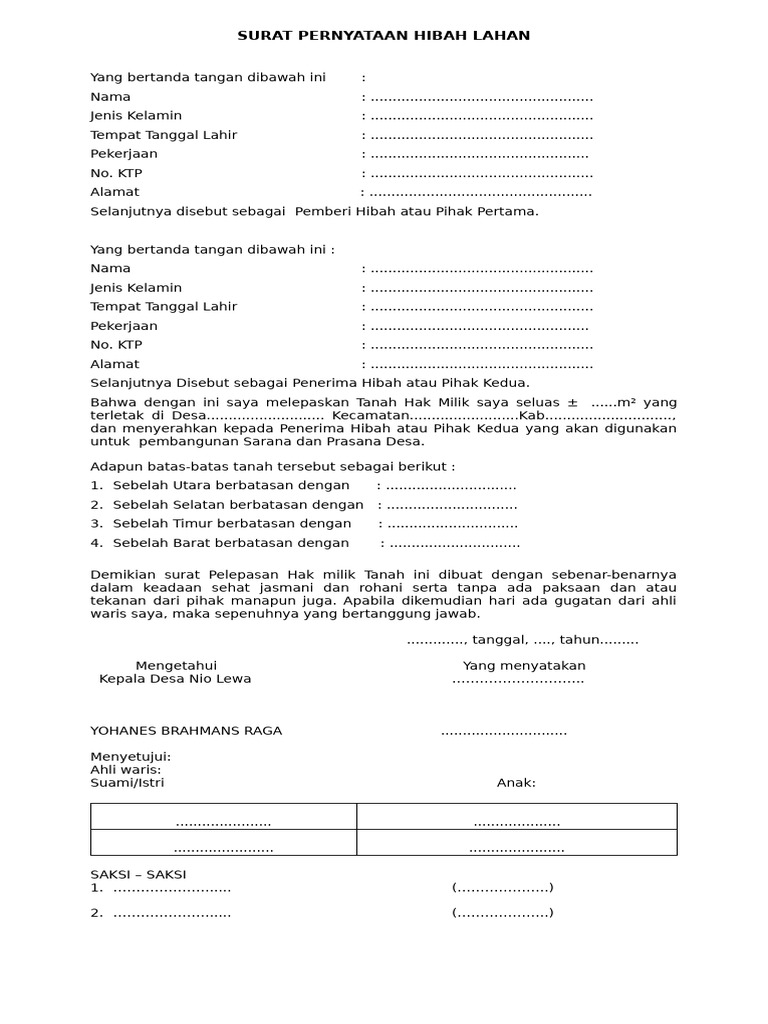 Surat Pelepasan Hak Tanah 2024 | PDF