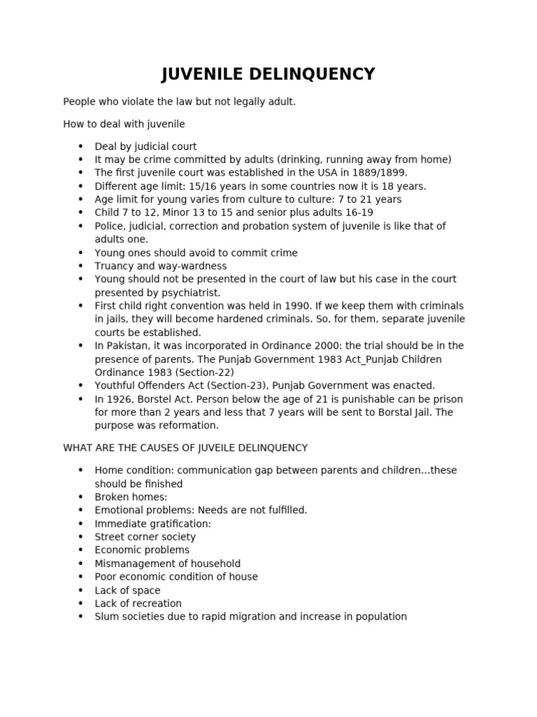 JUVENILE DELINQUENCY | PDF