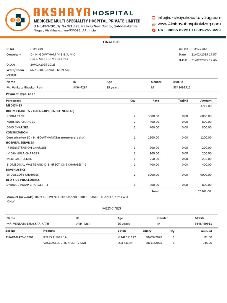 venkata bhaskar rath pharmacy bill | PDF | Medicine | Health Care