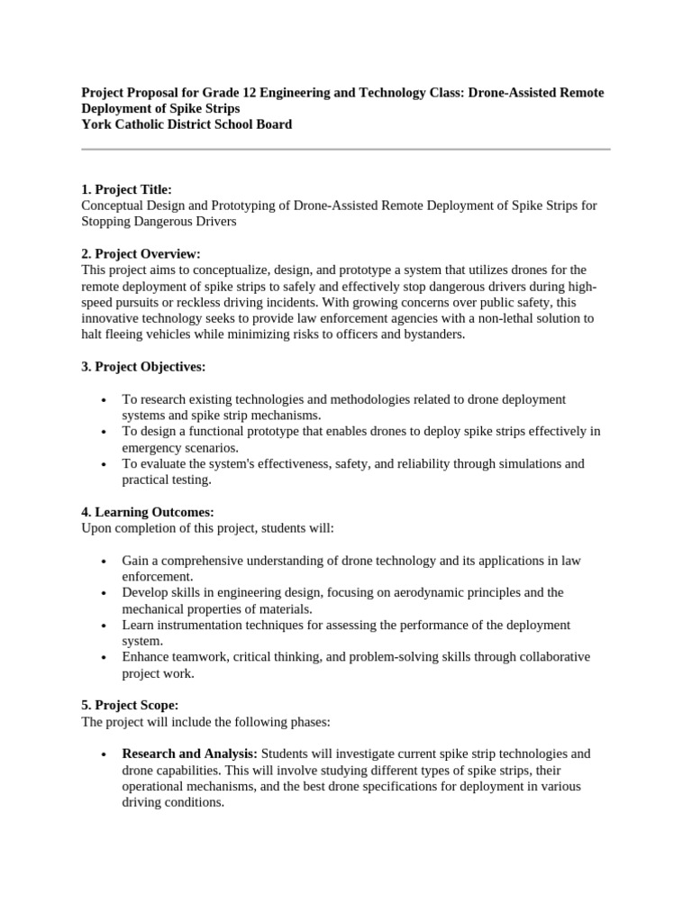 Drone Spike Strip Deployment System | PDF | Prototype | Reliability ...