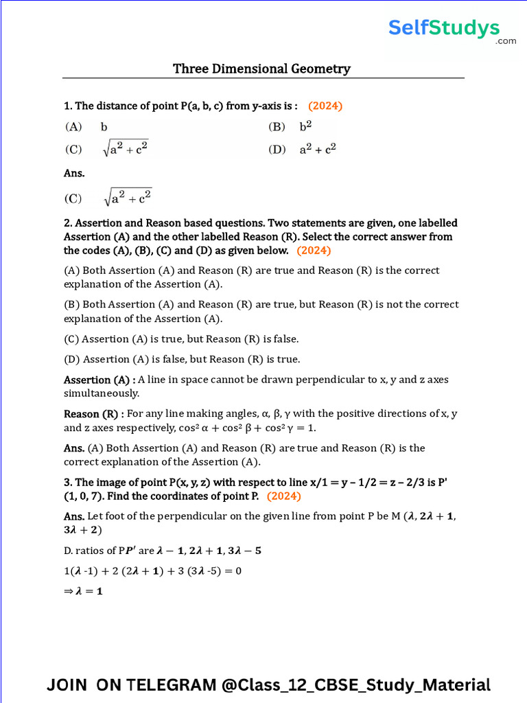 Three Dimensional Geometry Concepts | PDF