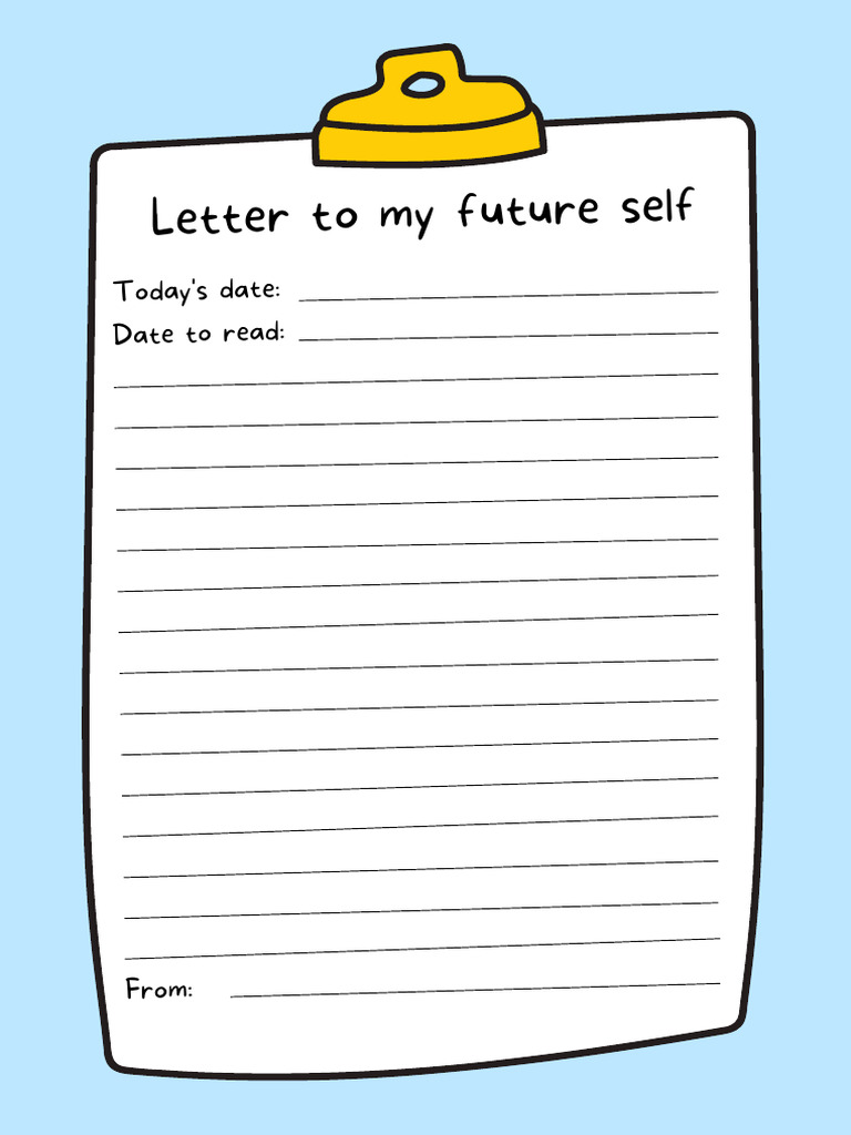 Blue Greyscale Letter to Future Self Writing Worksheet | PDF