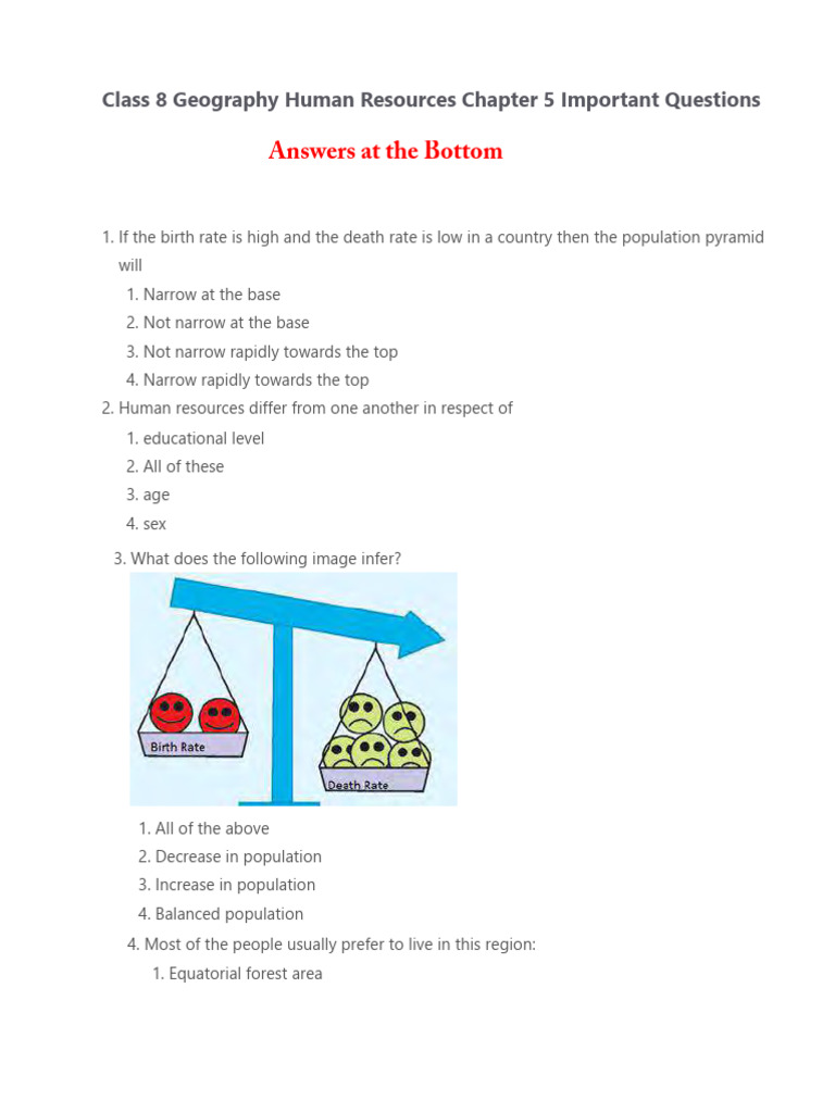 Class 8 Geography: Human Resources Q&A | PDF | Earth Sciences