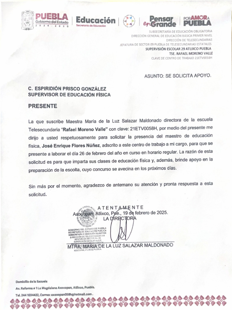 Oficio de Apoyo | PDF