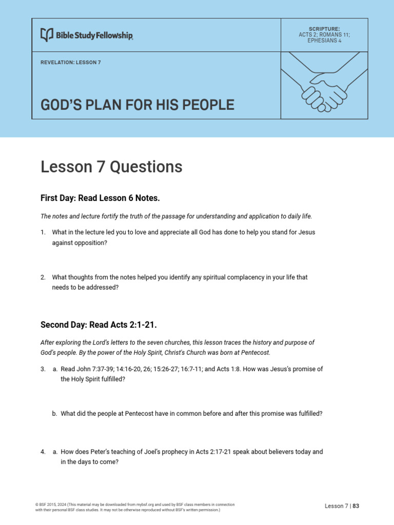 God's Plan for His People: Lesson 7 | PDF | Jesus | Acts Of The Apostles