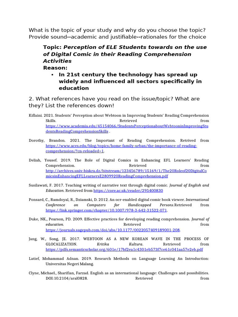 ELE Students' Views on Digital Comics | PDF | Intelligence | Procedural ...