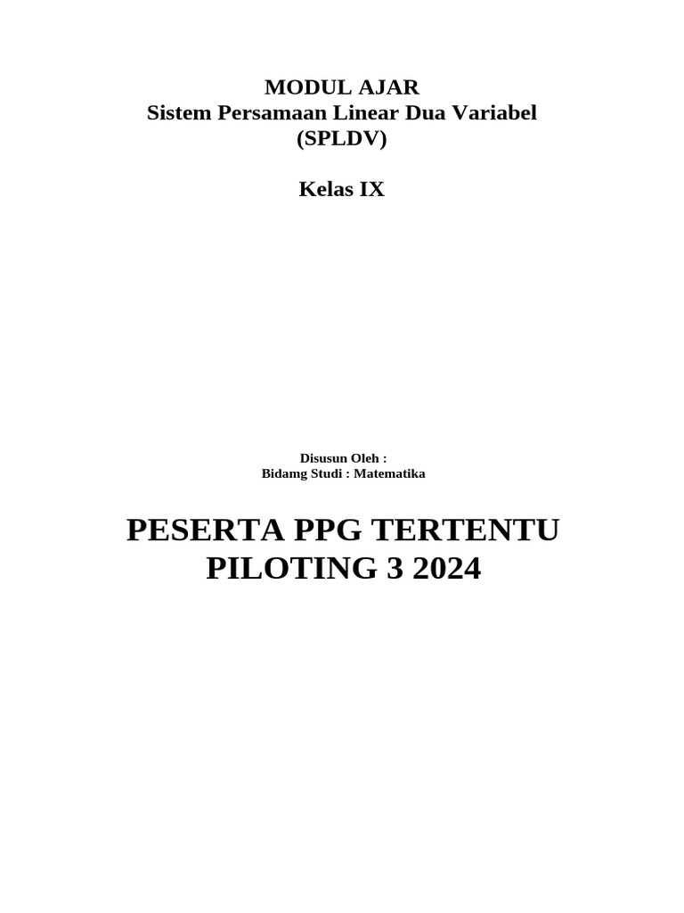 Modul Ajar SPLDV | PDF