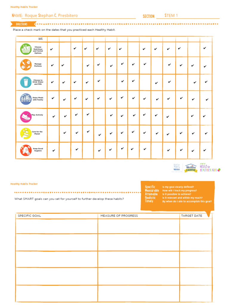 Lesson 3 - Healthy Habits Tracker | PDF | Goal