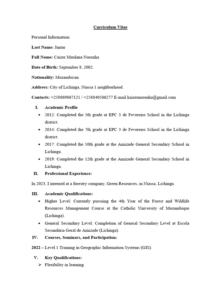 Caizer Maulana Noronha CV | PDF