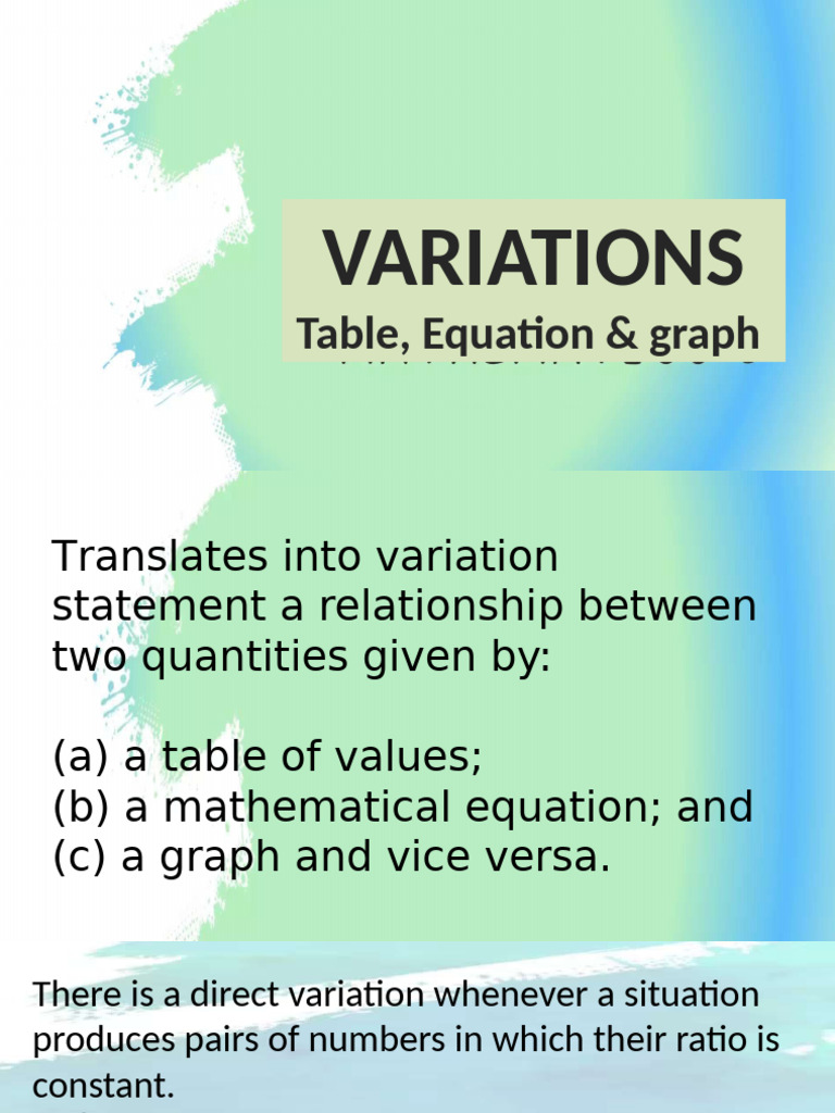 VARIATION Table & Graph | PDF | Mathematics