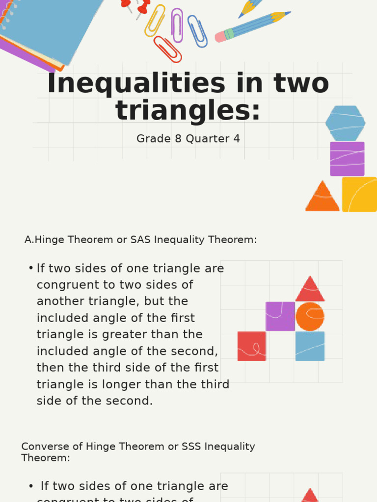 Triangle Inequalities and Theorems Guide | PDF | Triangle | Elementary Geometry