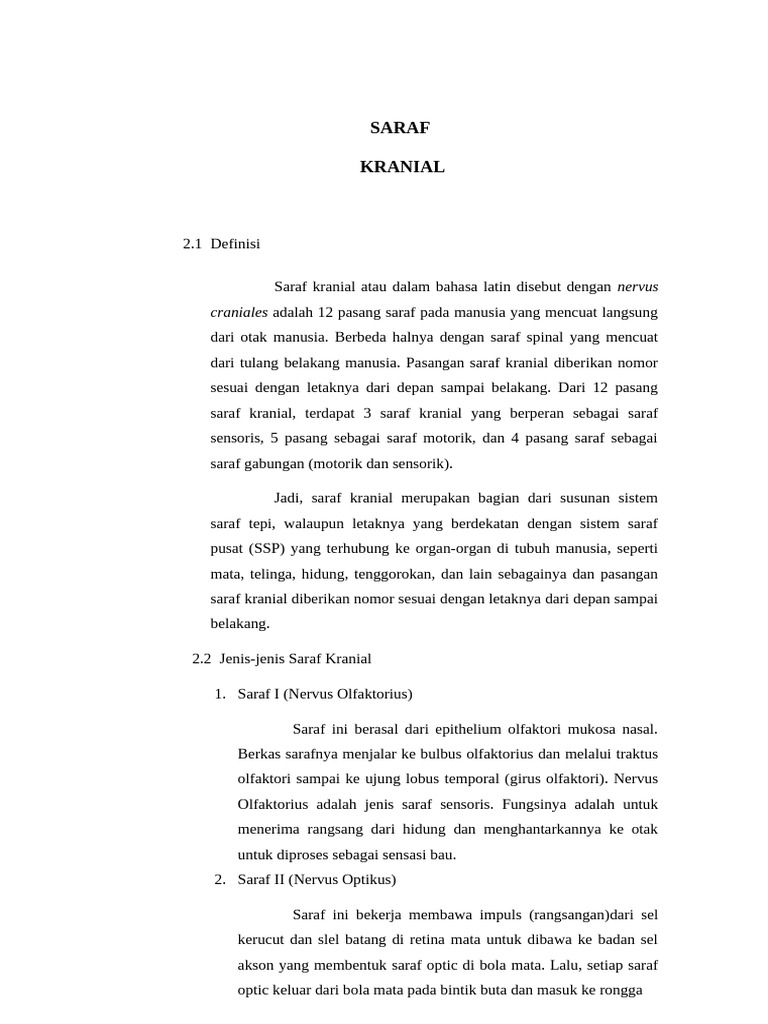 Makalah 12 Saraf Kranial PDF Free (1) Dikonversi | PDF