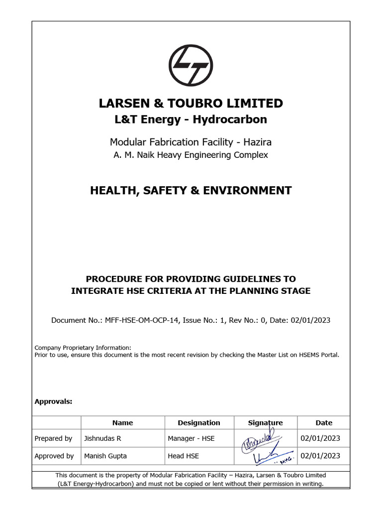 14-MFF-HSE-OM-OCP-14 Providing Guidelines To Integrate HSE Criteria at ...