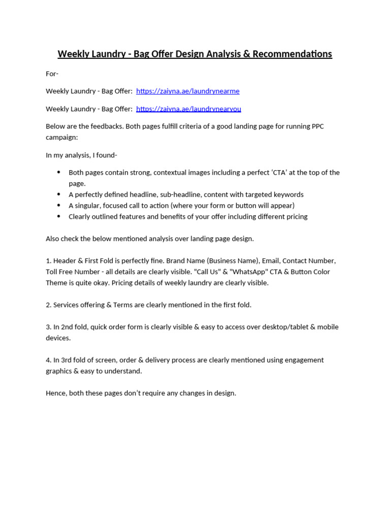 Weekly Laundry Bag Offer Analysis | PDF