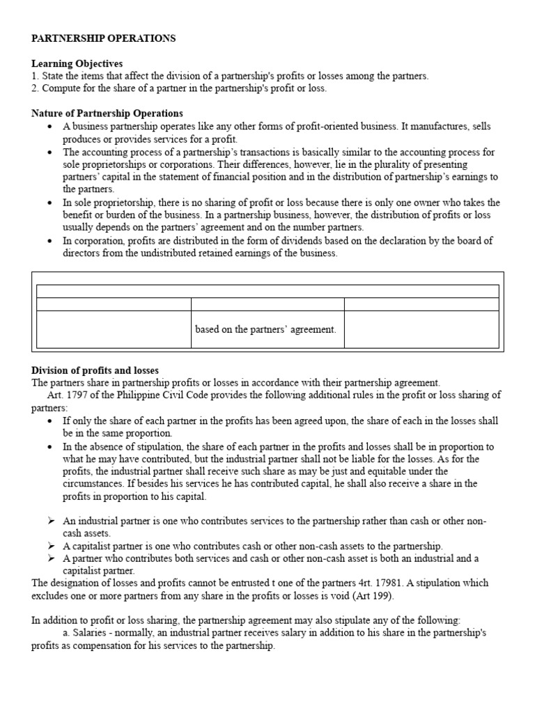 PARTNERSHIP-OPERATIONS | PDF | Partnership | Salary