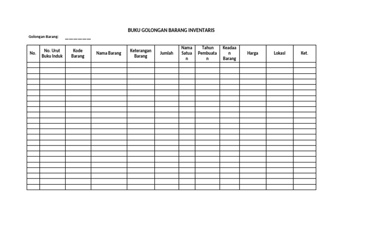 Buku Golongan Barang Inventaris | PDF