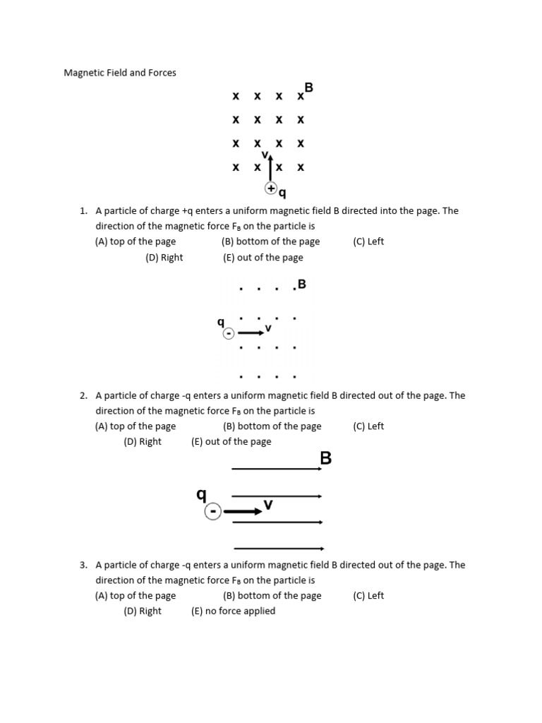 ap-physc-em_magnetic-field-forces-multiple-choice | PDF | Electric ...