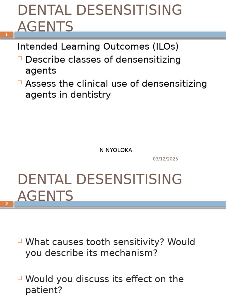 Desensitizing Agents | PDF | Dentin | Dentistry Branches