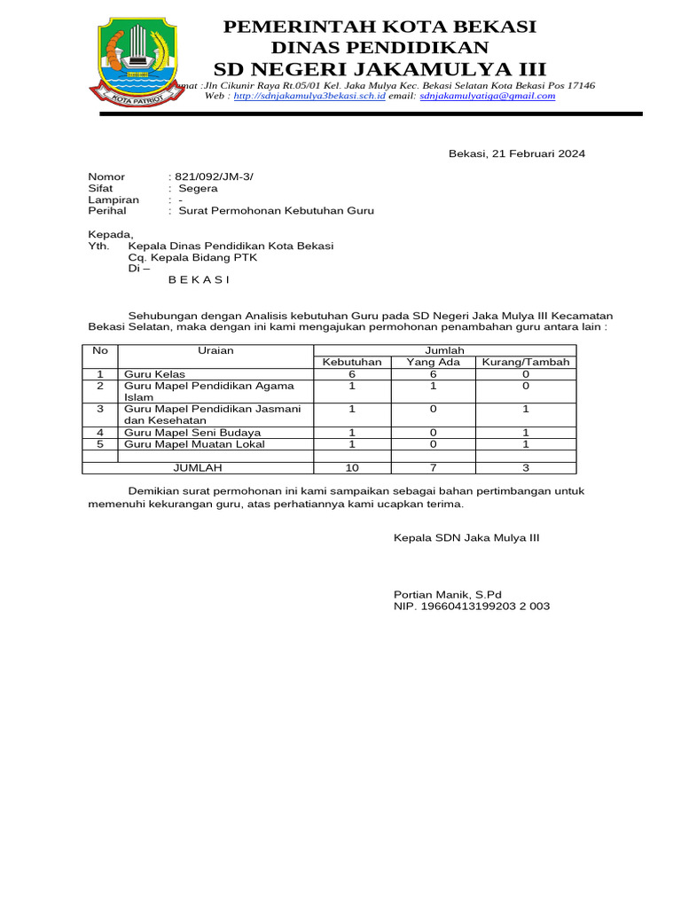 Contoh Surat Permohonan (1) (AutoRecovered) | PDF