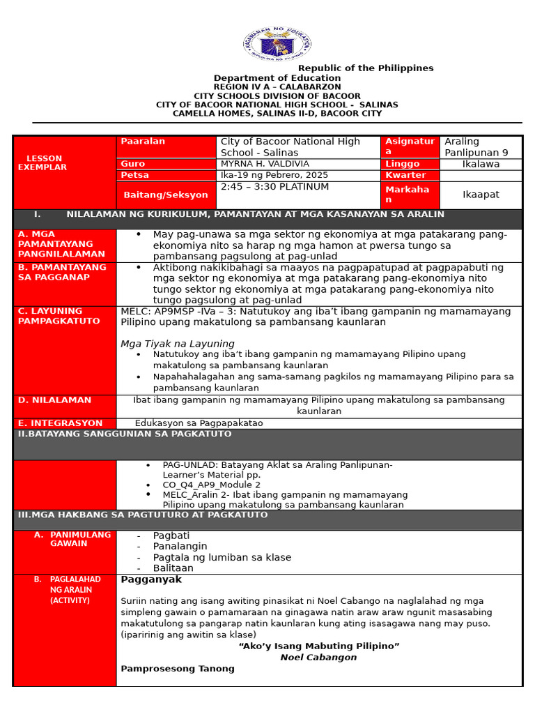 AP9_4thQ_W2 - cot 1 | PDF