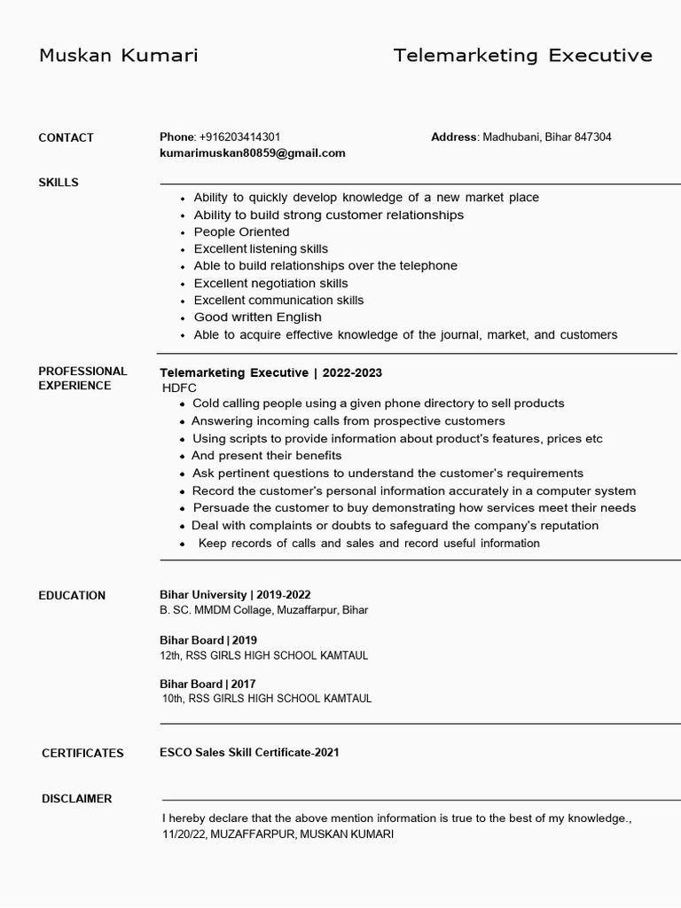 Muskan Resume | PDF