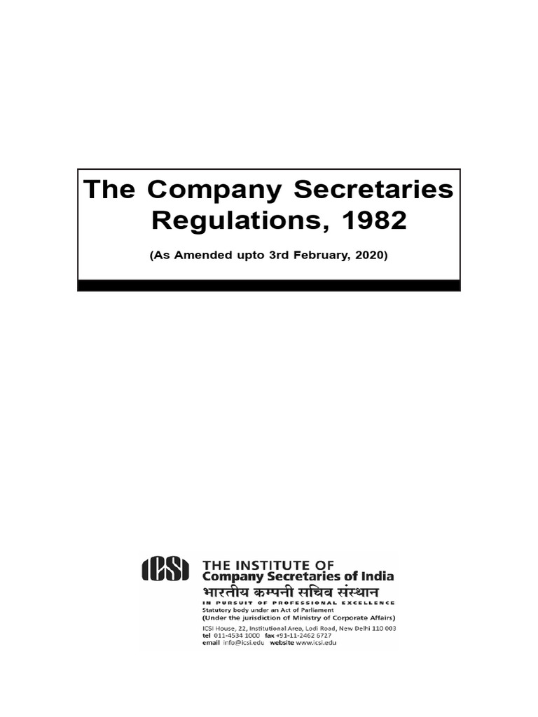 Company Secretaries Regulations 1982 | PDF | Fee