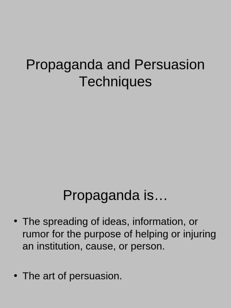 PropagandaandPersuasionTechniques-1 | PDF | Propaganda | Psychology